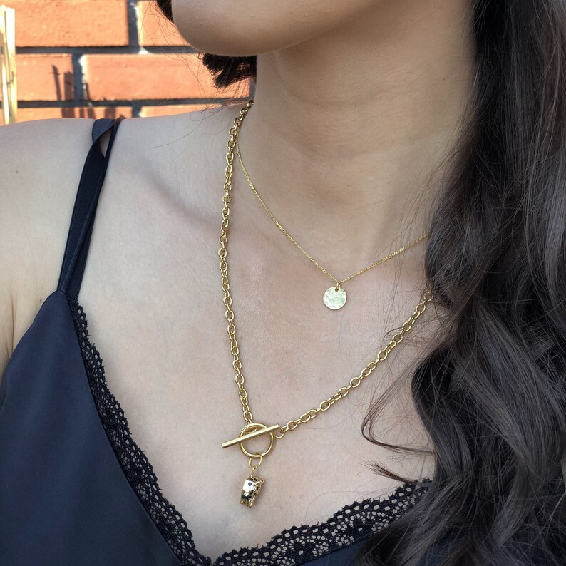 Tiger Chain Necklace Green Zircons Gold Stylish Layering - Etsy