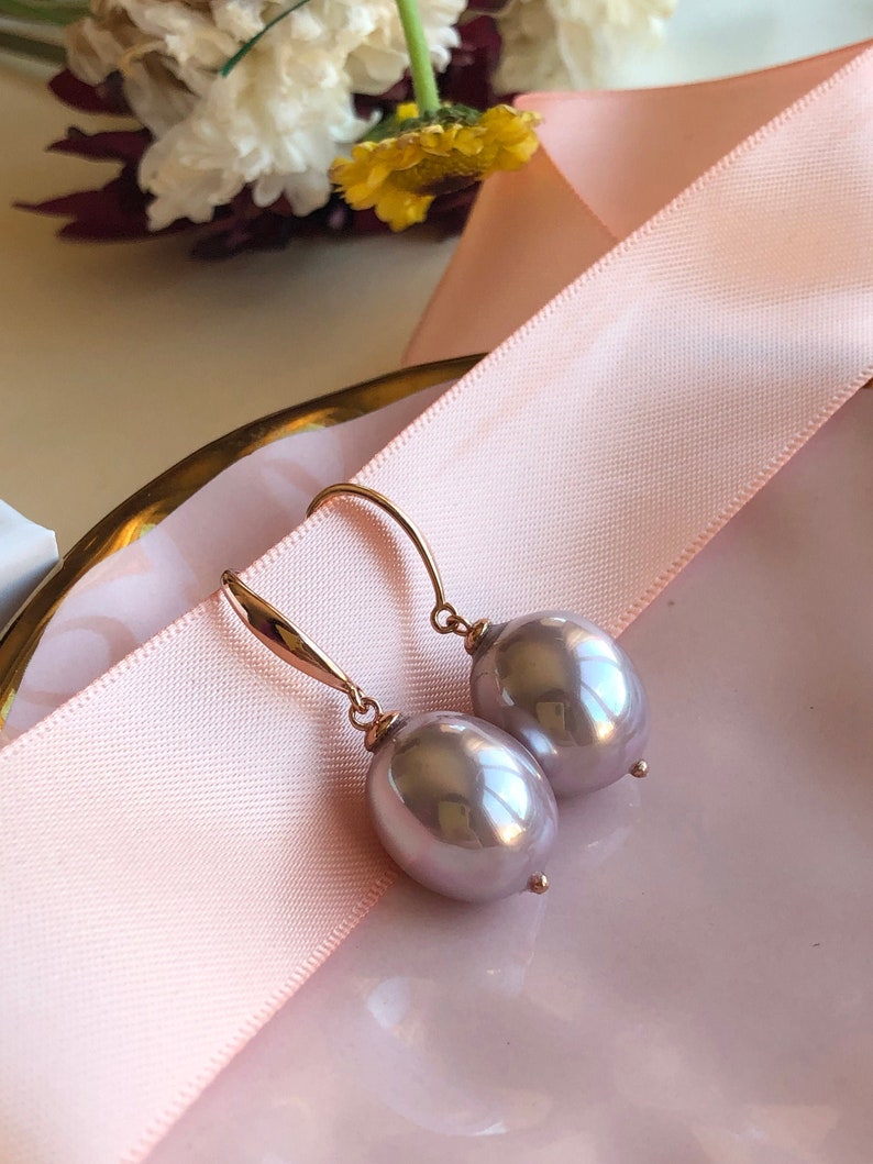 Luxury Round Pink Pearl Earrings for Women Confession | Etsy