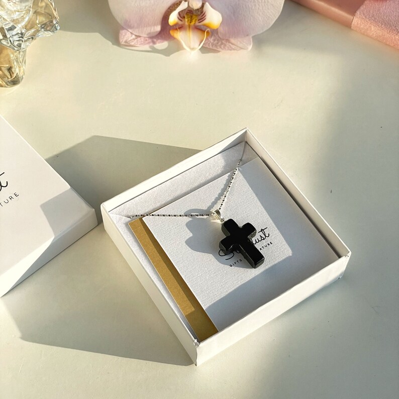 Black Obsidian Cross Pendant Hand Carved Natural Stone - Etsy