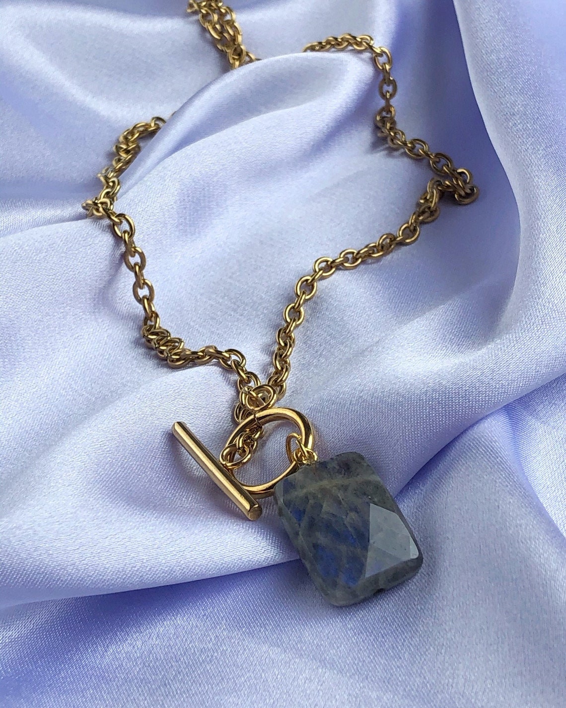 Labradorite Pendant Necklace Gold Filled Stainless Steel - Etsy