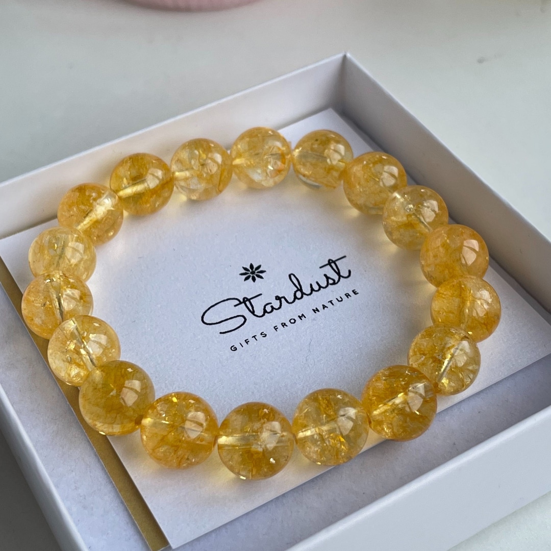 Natural Unheated Citrine Bead Bracelet for Women, Natural Yellow ...