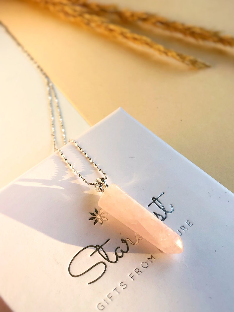 Rose Quartz Bullet Necklace Natural Rose Quartz Point - Etsy