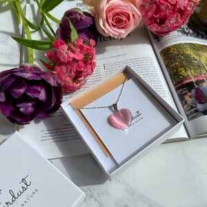 Pink Cat Eye Heart Pendant 20mm, Valentine's Day Gift for Girlfriend ...
