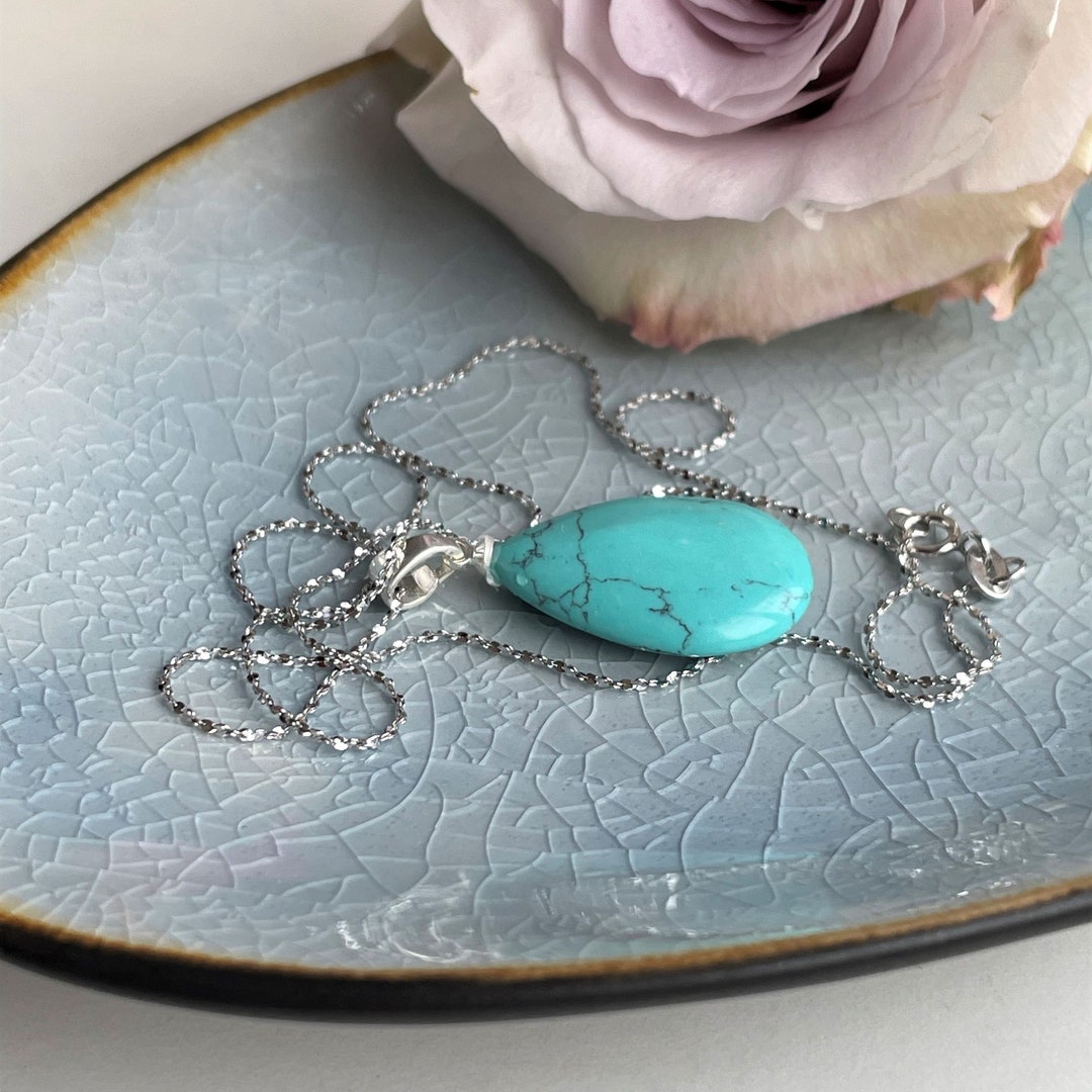 Turquoise Drop Pendant, Minimalist Jewelry for Women, Bridesmaid Gift ...
