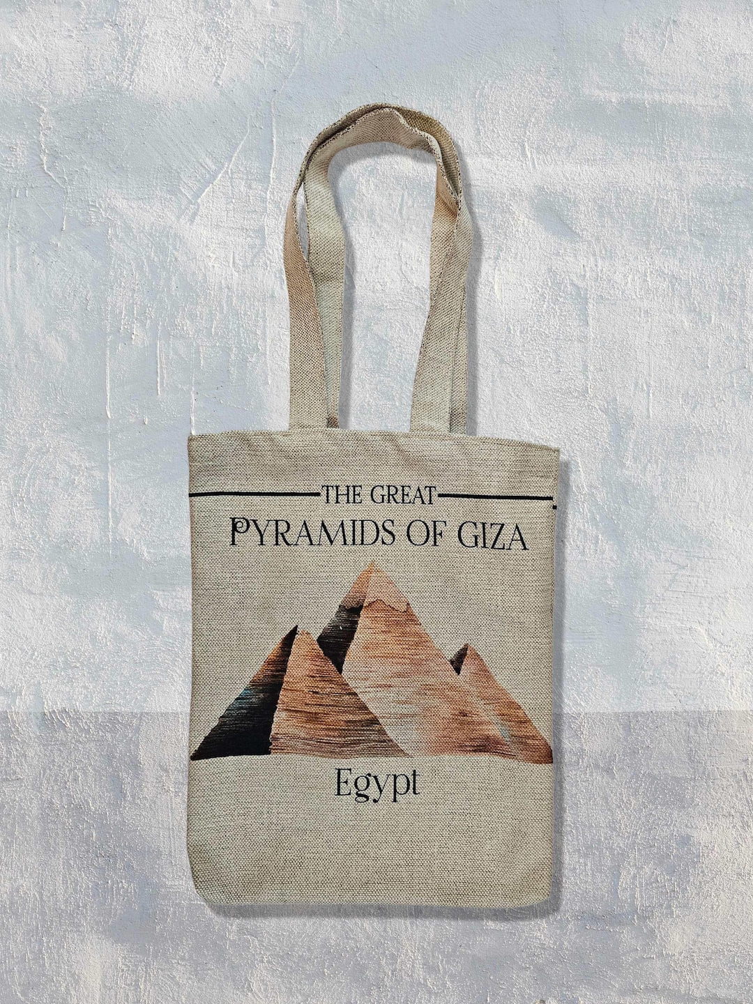 Giza Pyramids Canvas Tote Bag – Egyptian Art Print Cotton Shopper – Handmade Eco Gift - Etsy