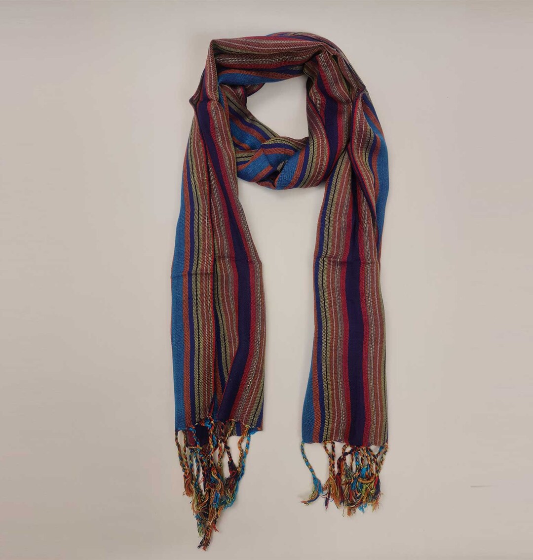Egyptian Handmade Turquoise & Purple Stripes Scarf (63"x17.7") - Etsy