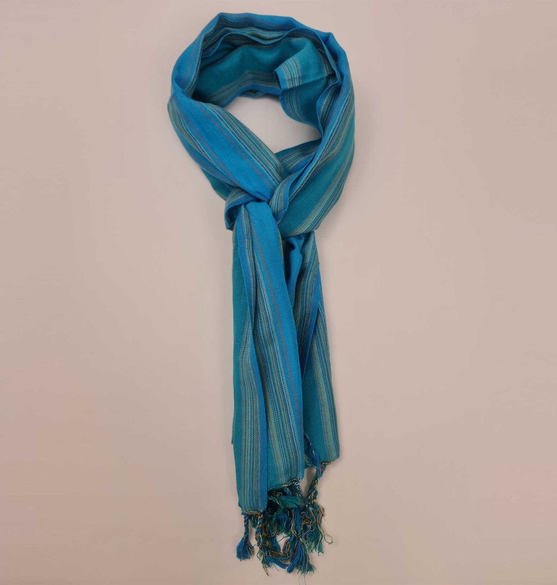 Egyptian Handmade Turquoise Stripes Scarf 63x17.7 - Etsy