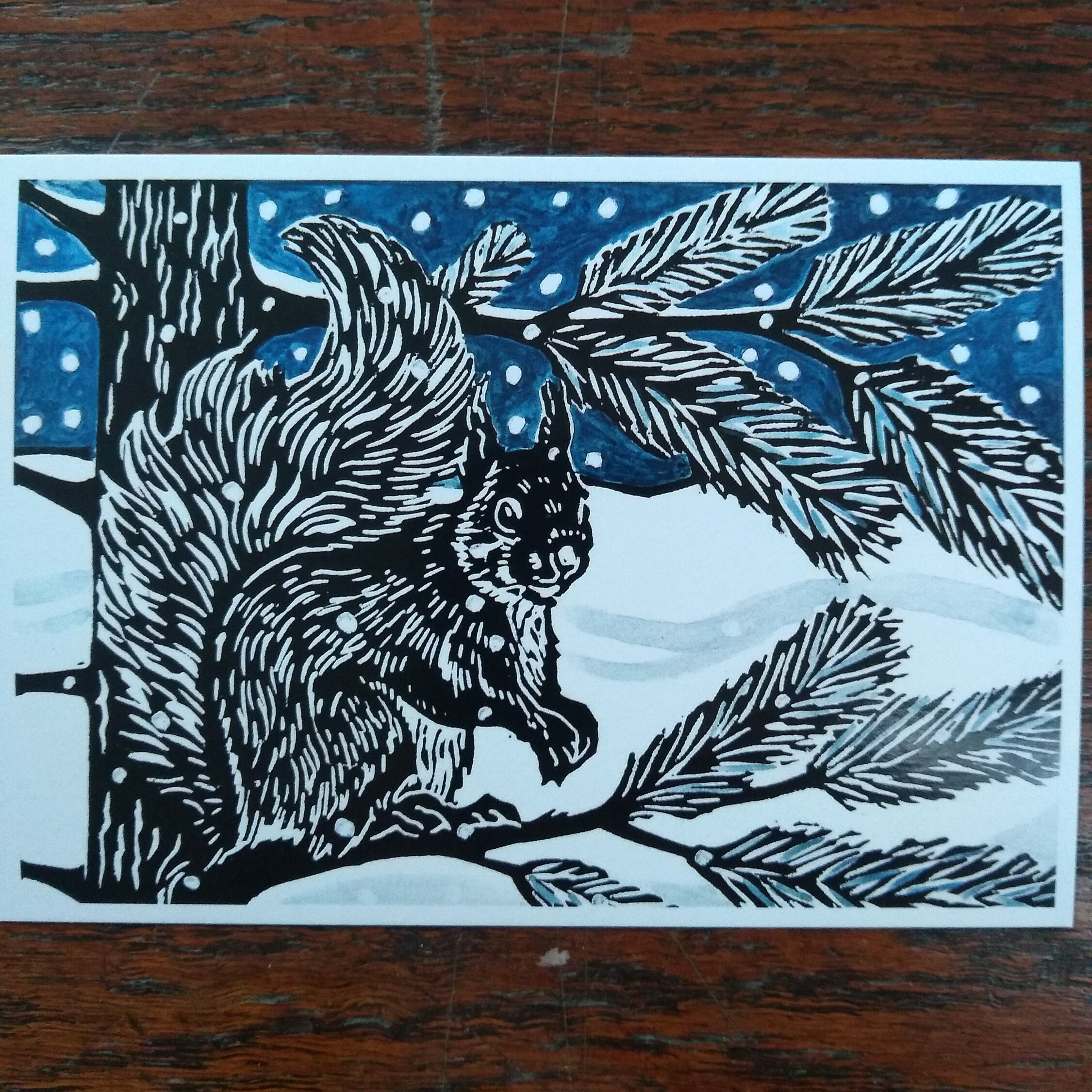 Pack of 8 Linocut Design Christmas Cards Featuring a Sleeping Badger ...
