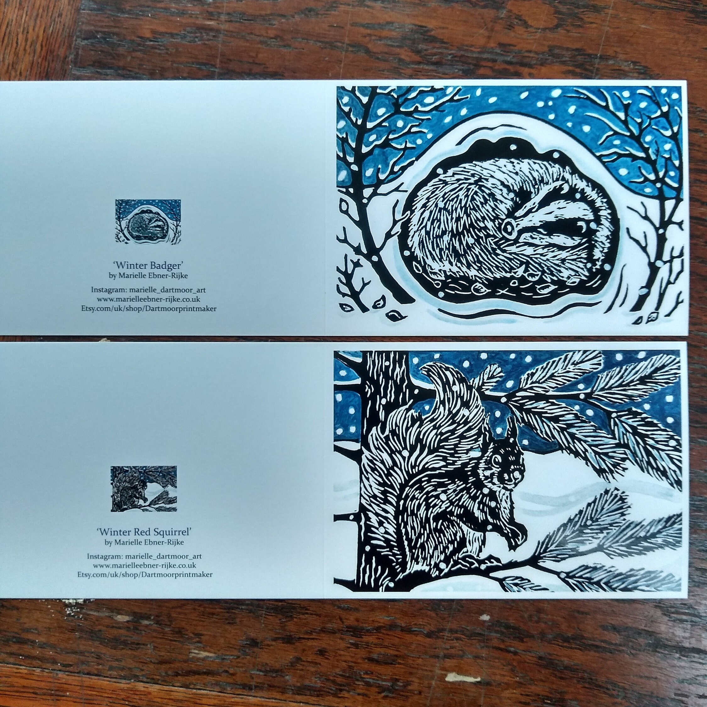Pack of 8 Linocut Design Christmas Cards Featuring a Sleeping Badger ...