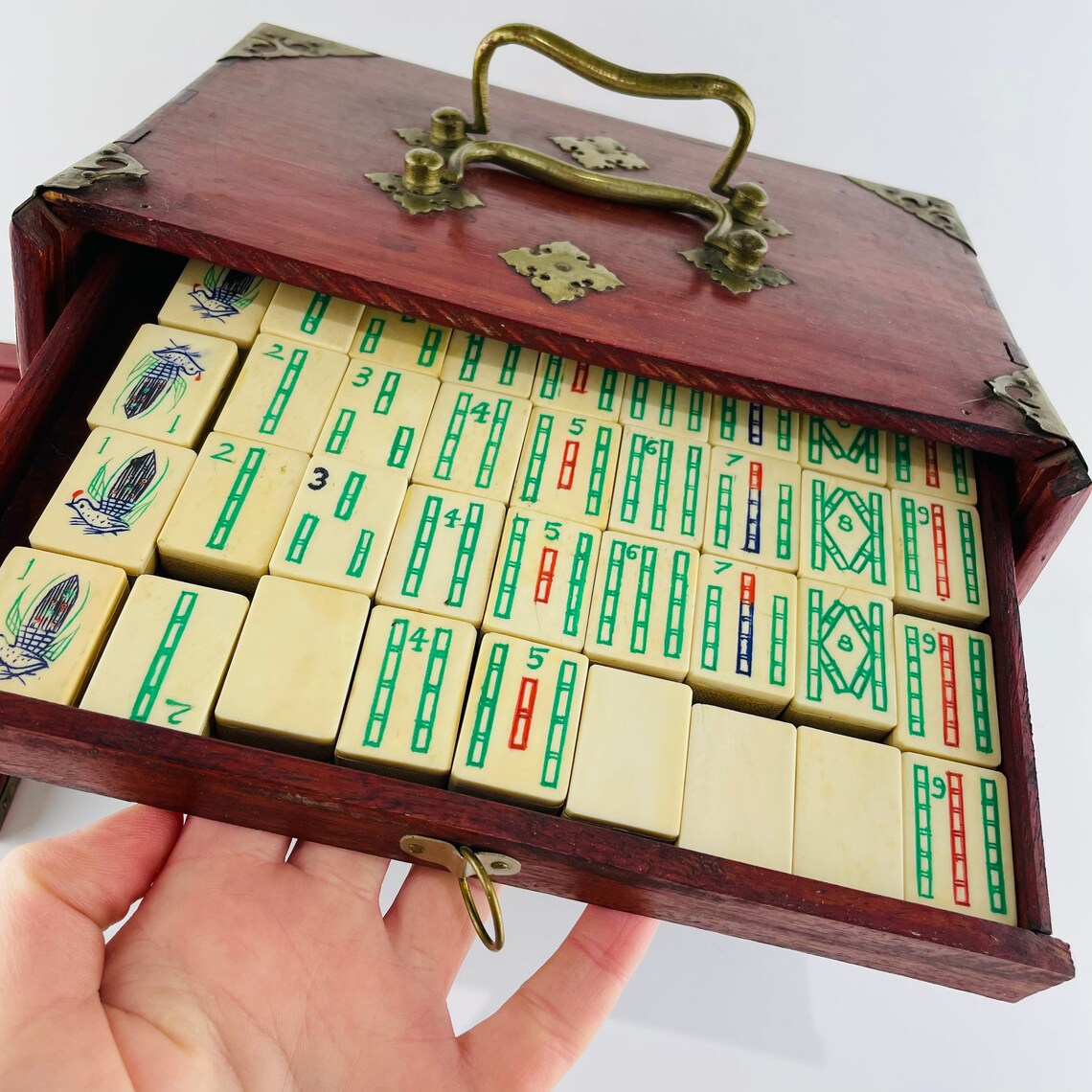 1930s Chinese Mahjong Set Bamboo & Bone Tiles Rosewood Box | Etsy