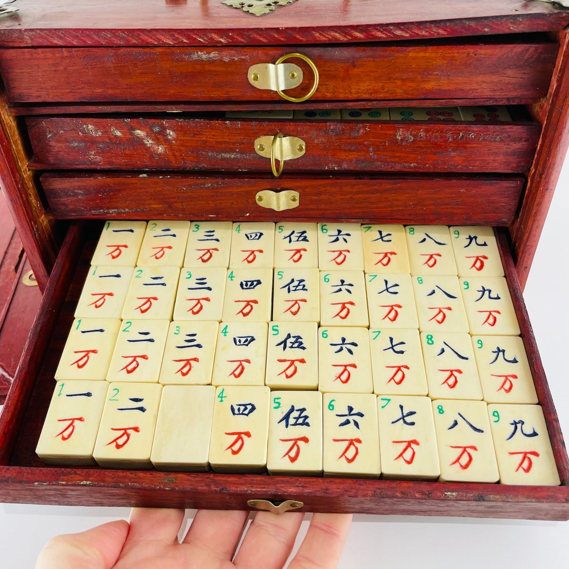1930s Chinese Mahjong Set Bamboo & Bone Tiles Rosewood Box | Etsy