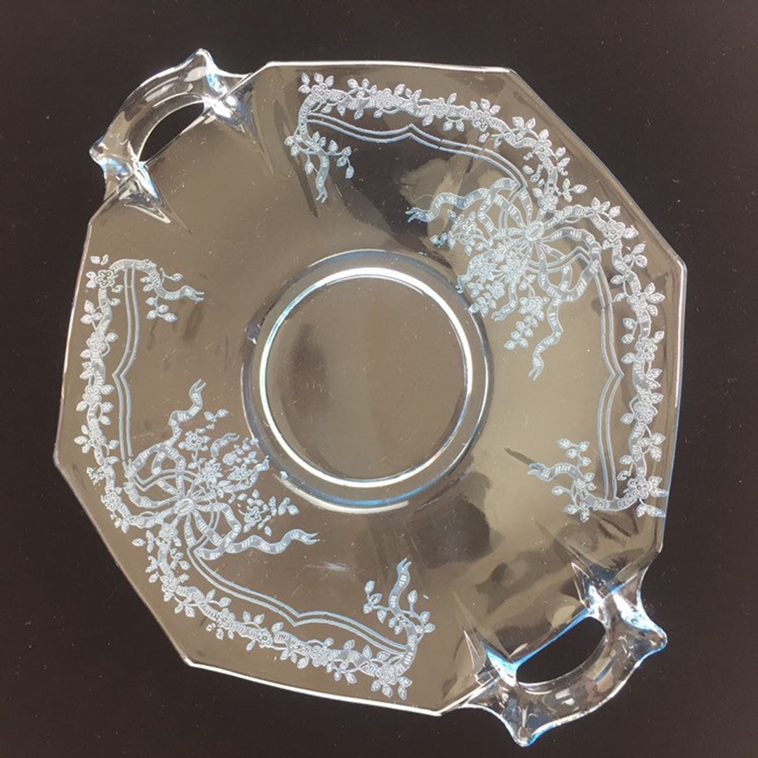Fostoria June Blue Glass Lemon Dish – Floral Ribbon Etched Pattern - Etsy