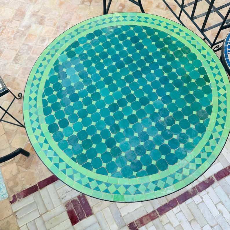 Green Zellij Tile Table: Handmade Moroccan Mosaic Bistro Table - Etsy
