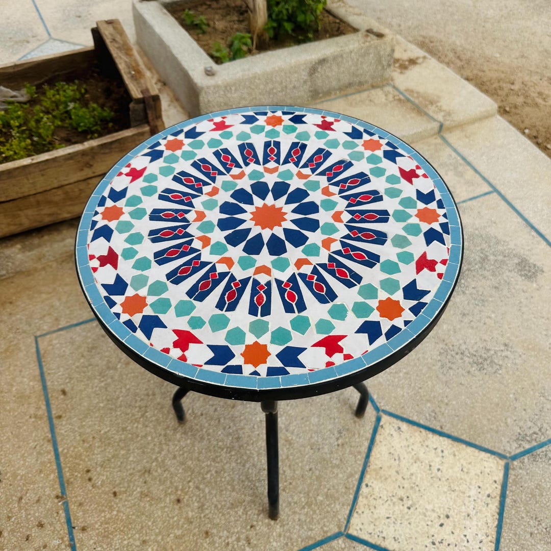 Moroccan Mosaic Tile Table: Boho Outdoor Garden Furniture - Etsy