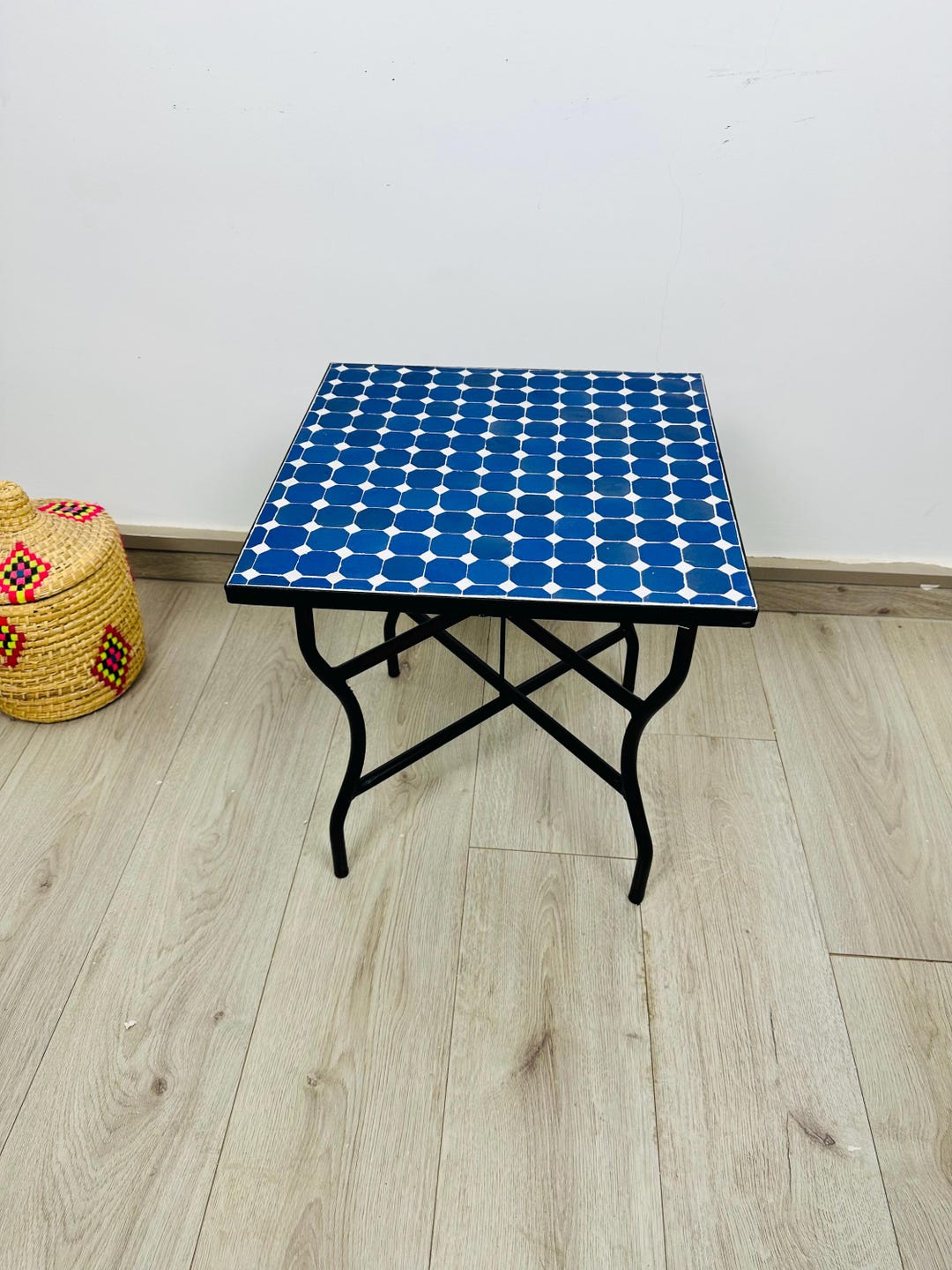 Handmade Moroccan Tile Table: Blue & White Andalus Design - Etsy
