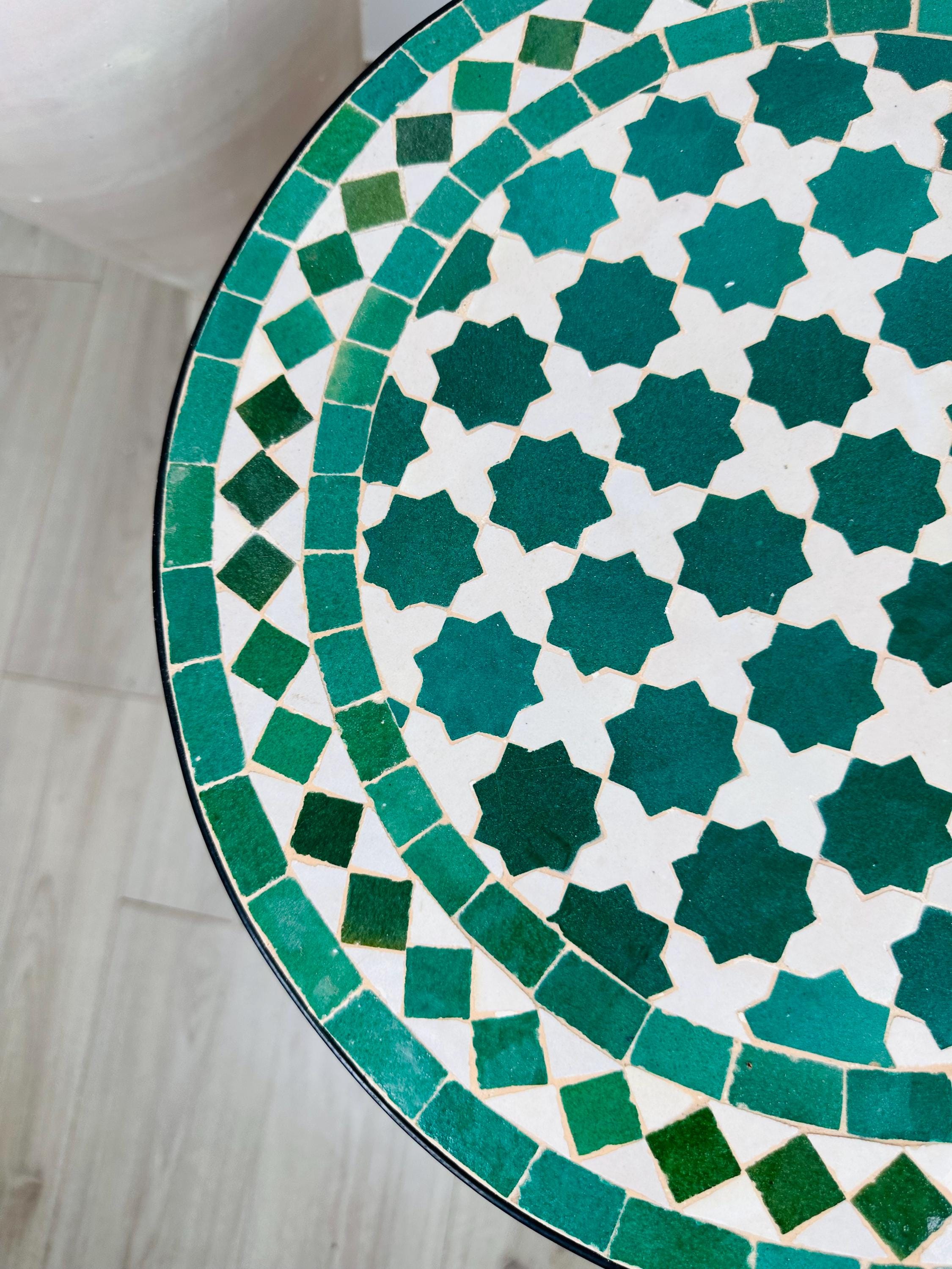 Handmade Green Zellij Tile Table: Moroccan Mosaic Bistro Table - Etsy