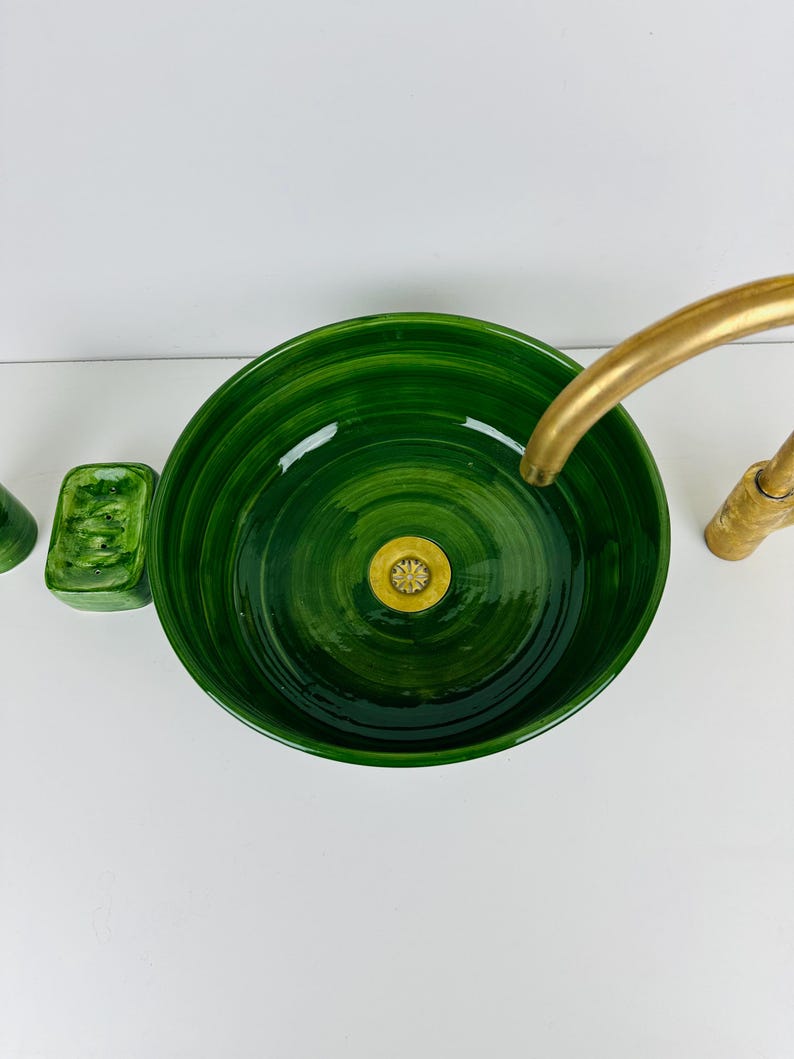 Handmade Green Ceramic Basin Sink: Moroccan Bathroom Upgrade - Etsy