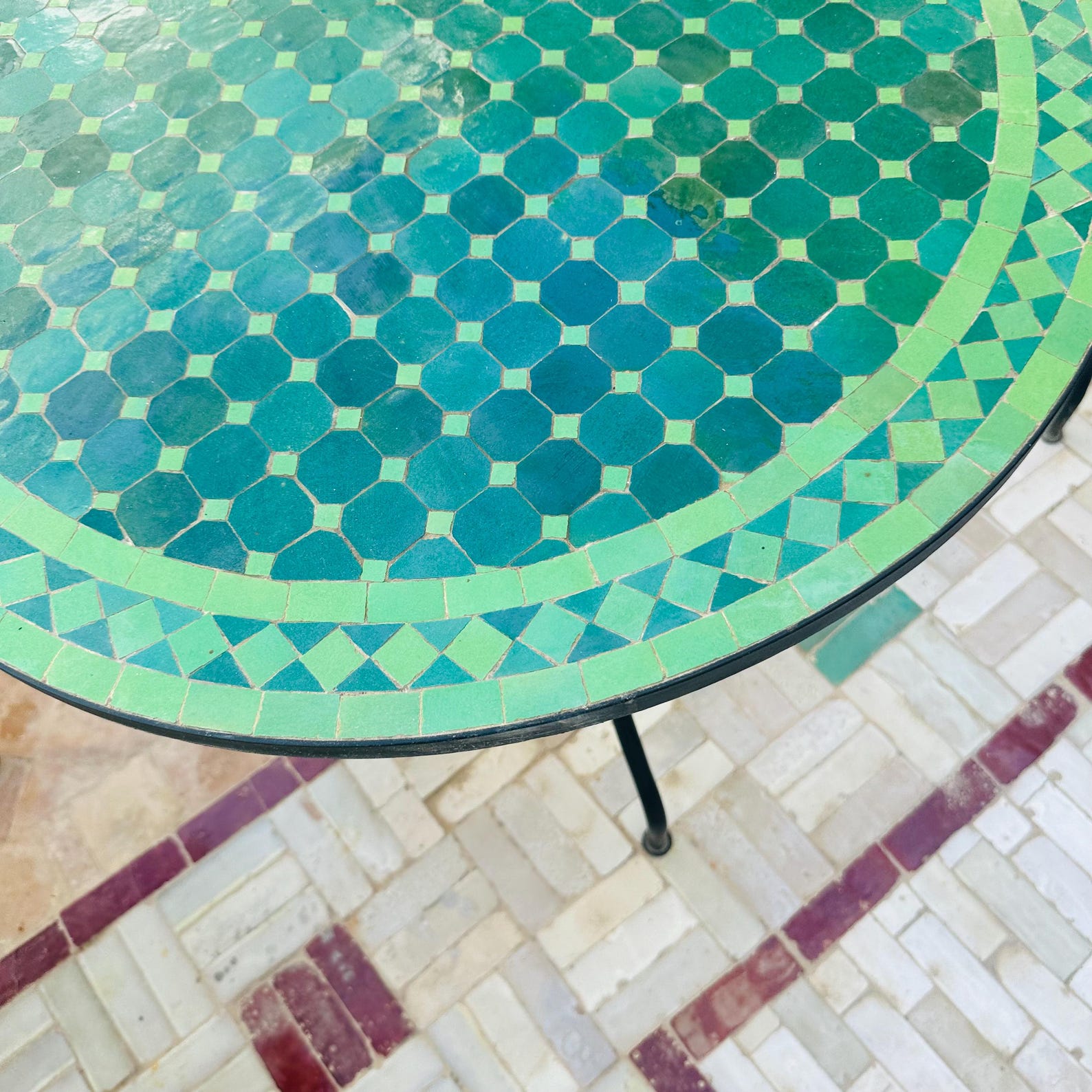 Green Zellij Tile Table: Handmade Moroccan Mosaic Bistro Table - Etsy