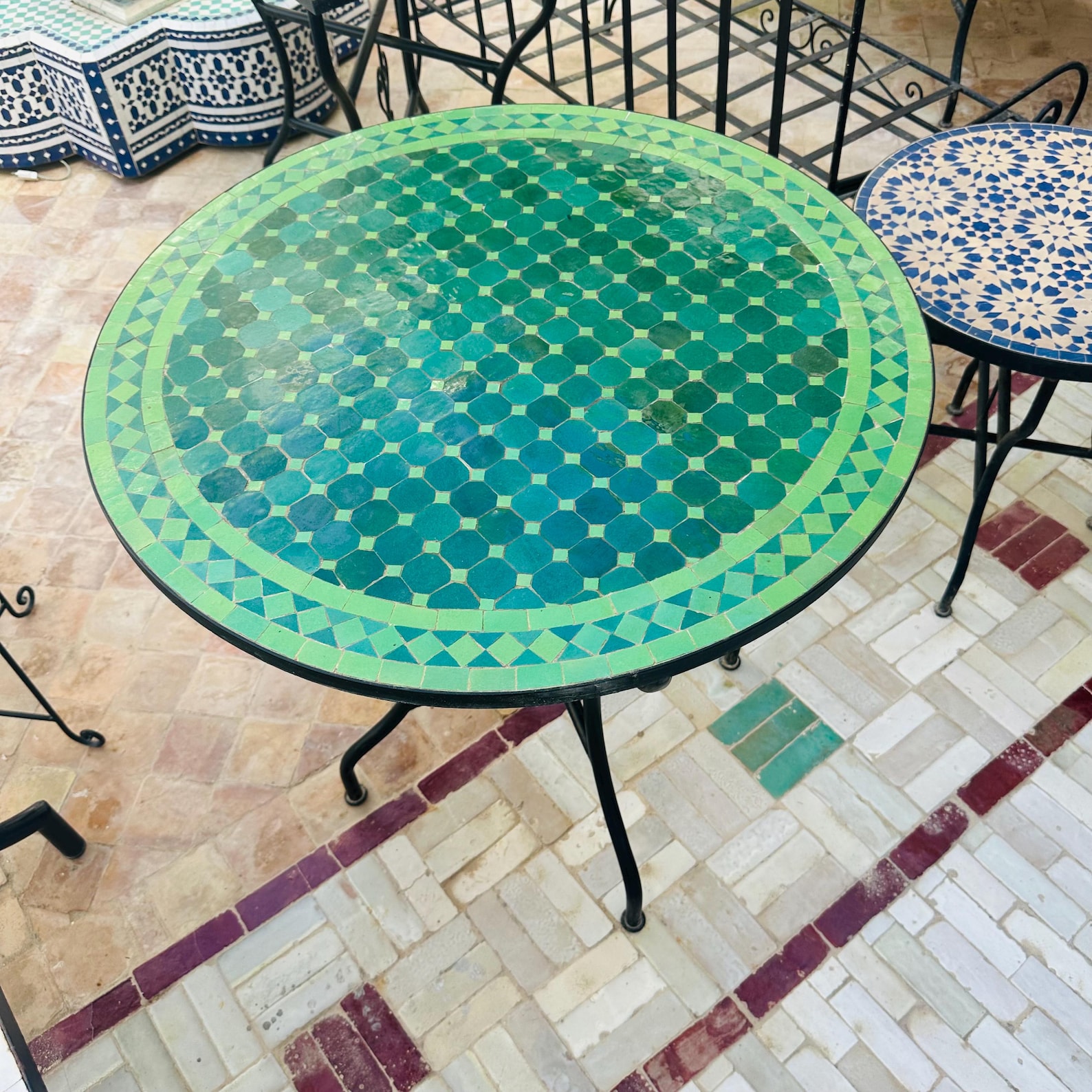 Green Zellij Tile Table: Handmade Moroccan Mosaic Bistro Table - Etsy
