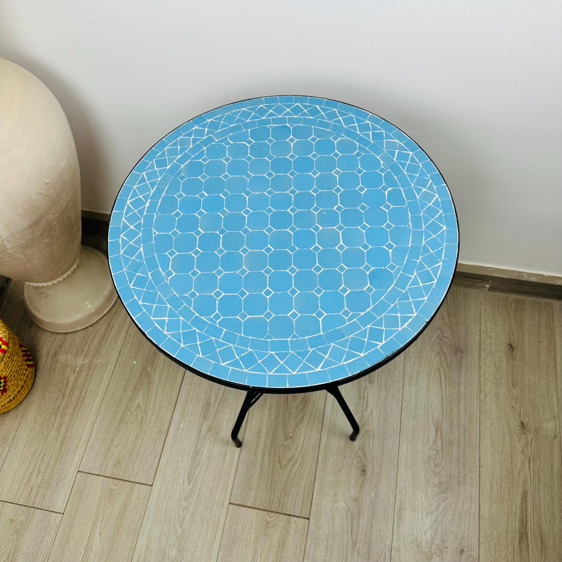 Blue Mosaic Tile Table: Handmade Moroccan Patio Side Table - Etsy