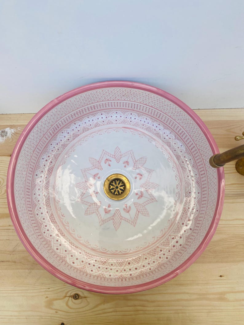 Soft Blush Pink Wash Basin With Hand-painted Detailing for Modern ...