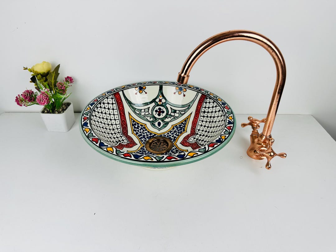 Hand-painted Ceramic Basin Sink, Multicolor Andalusian Design - Etsy