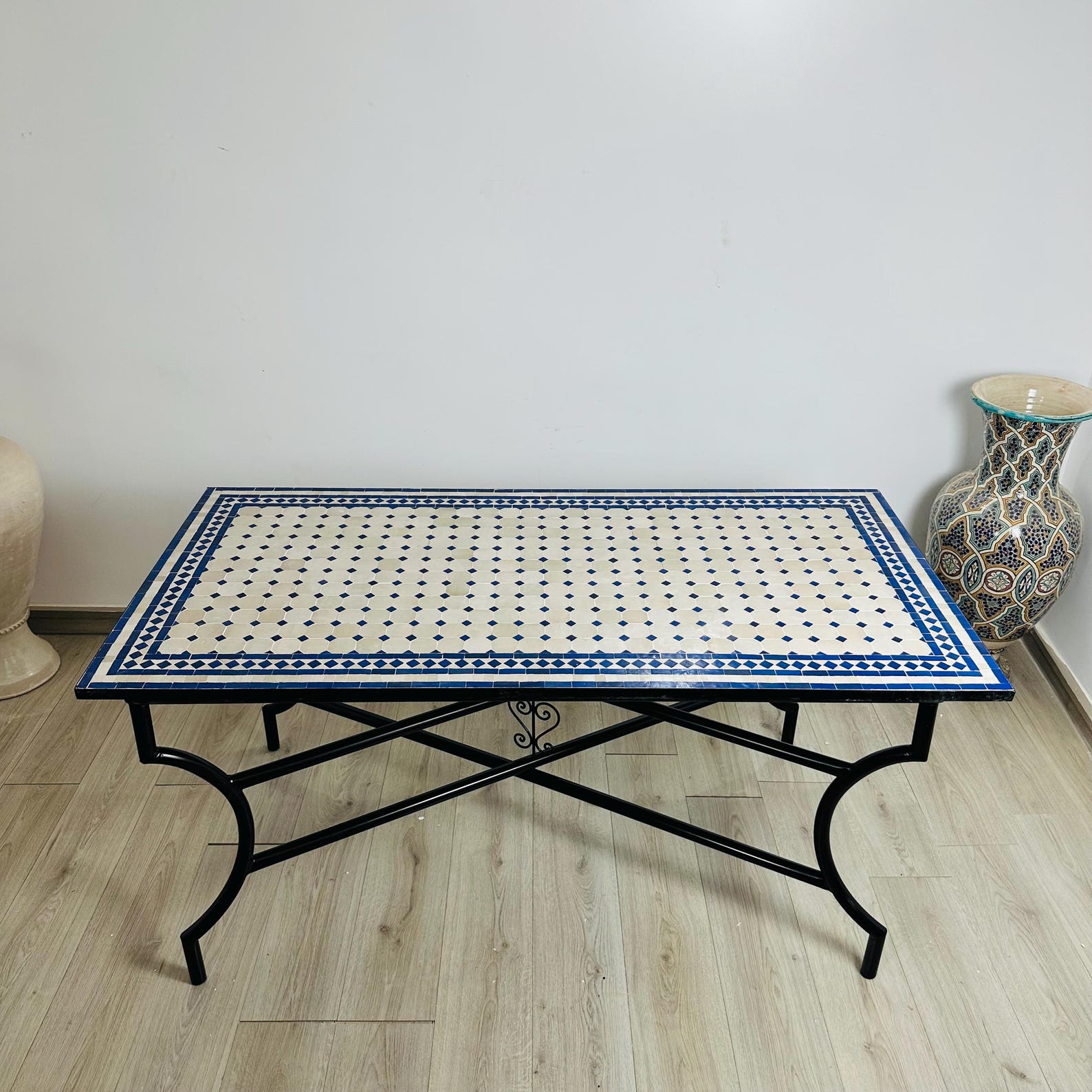 AUTHENTIC MOSAIC TABLE, Custom Made Biege Rectangular Mosaic Table ...