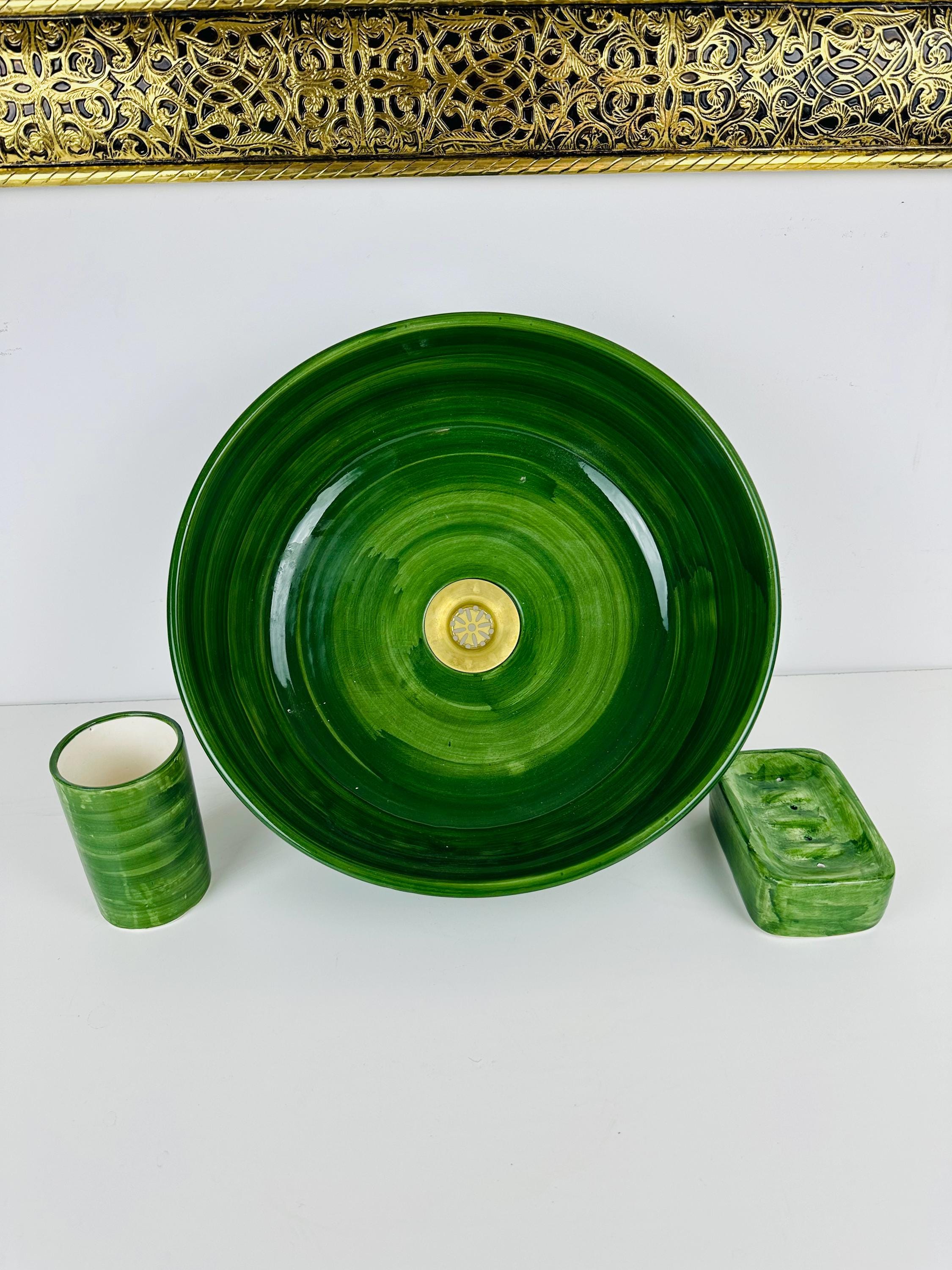 Handmade Green Ceramic Basin Sink: Moroccan Bathroom Upgrade - Etsy