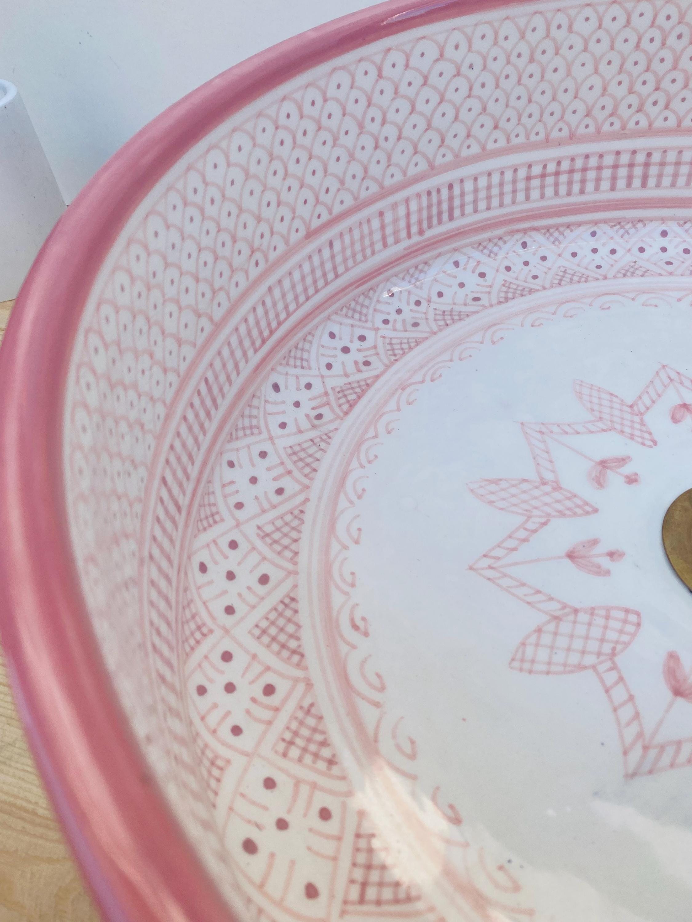 Soft Blush Pink Wash Basin With Hand-painted Detailing for Modern ...