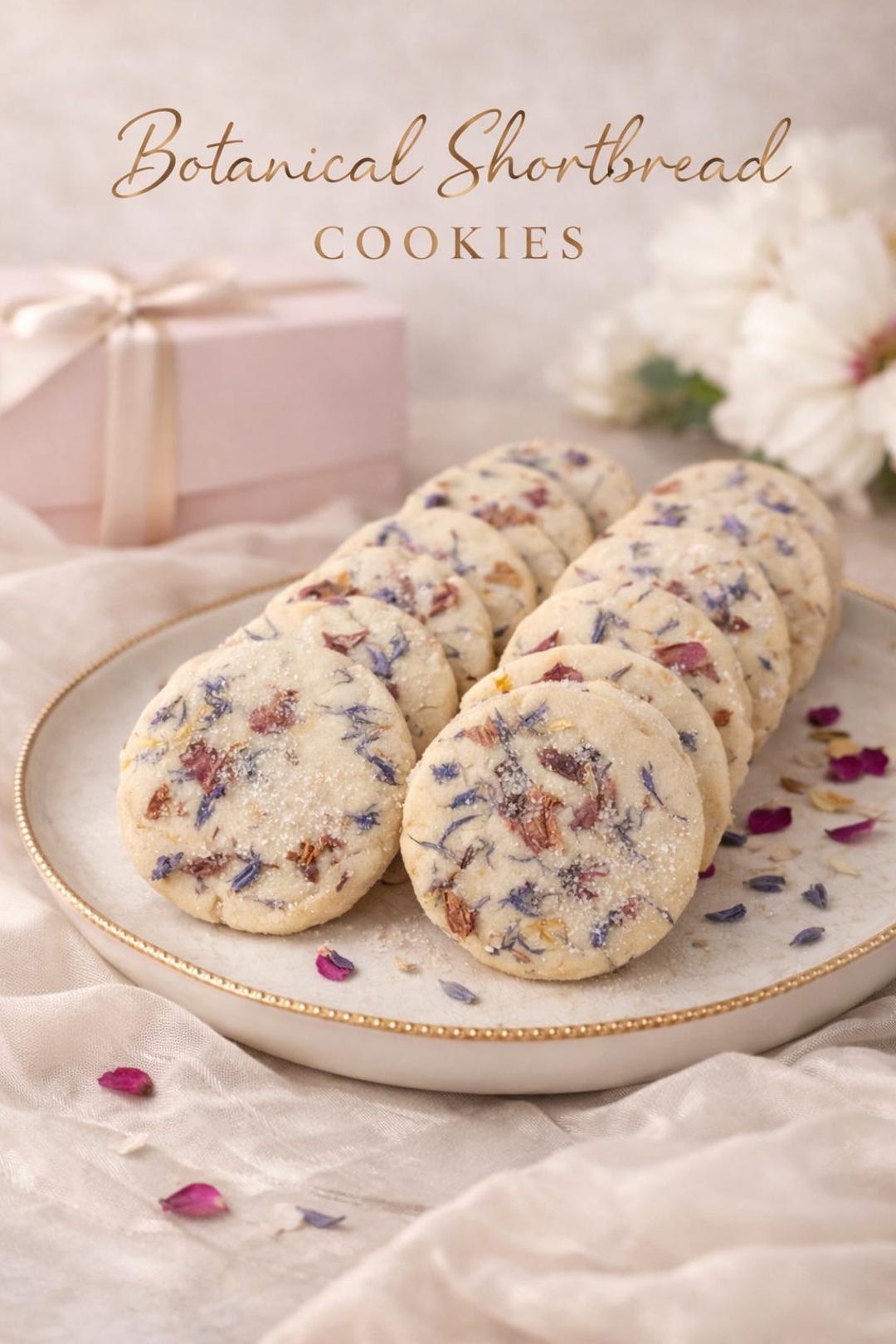 Edible Pressed Flower Shortbread Cookies, Gourmet Floral Cookie Gift ...