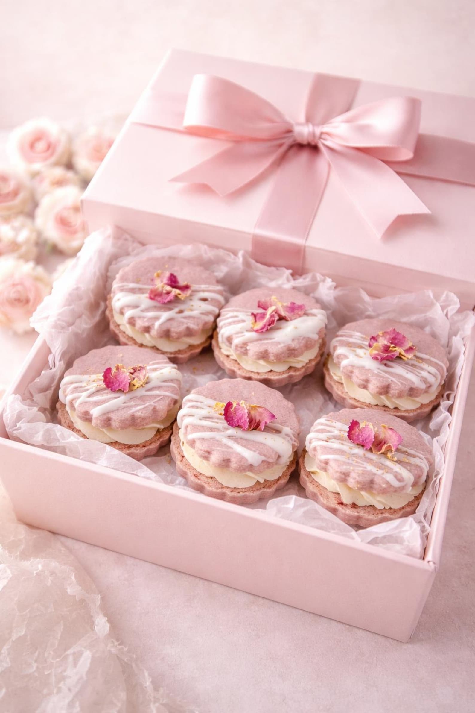 Gluten-free Rose Pink Sandwich Cookies – Vanilla Cream Gourmet Biscuits ...