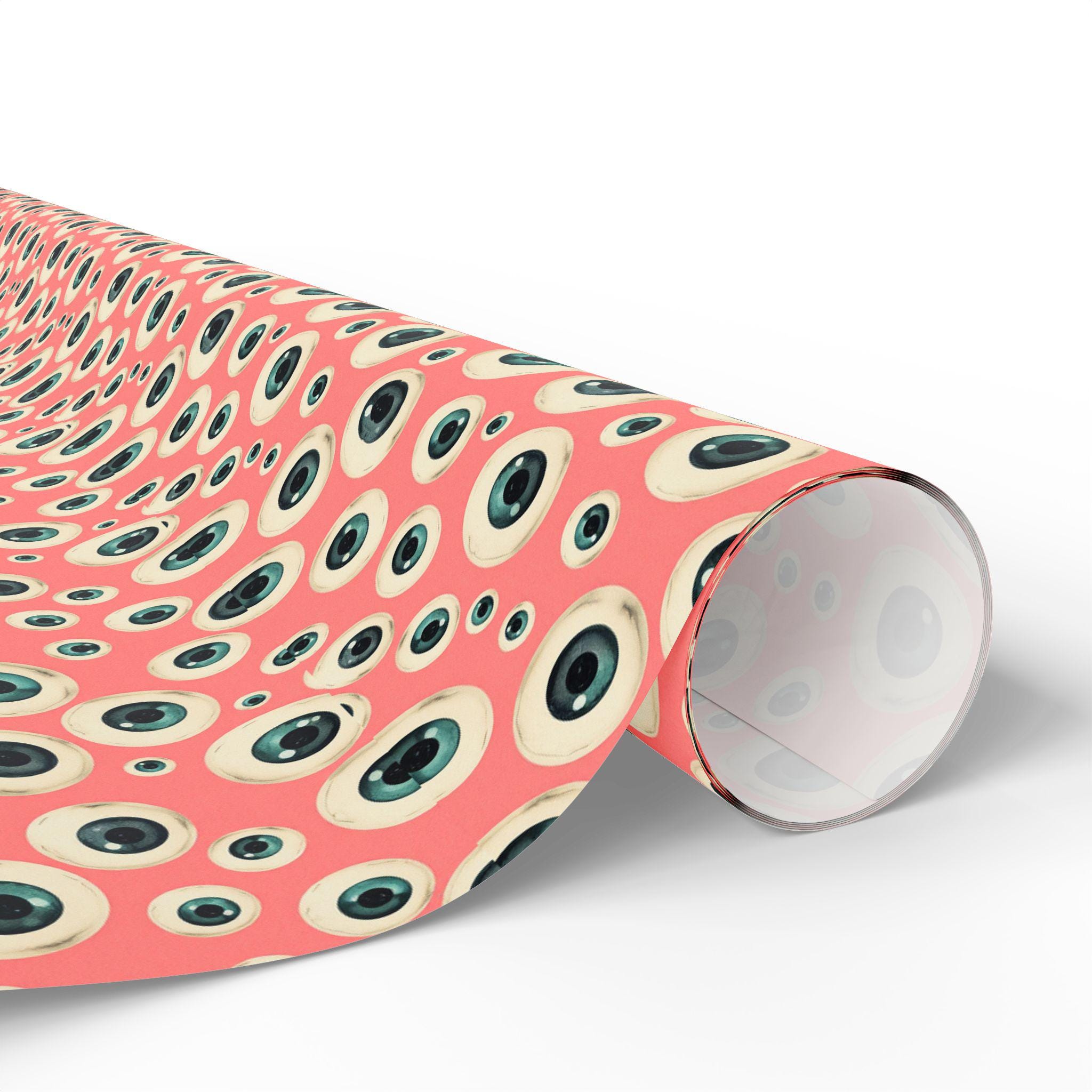 Wrapping Papers, Gothic Eyeball Pattern on Pink Background, Unusual ...