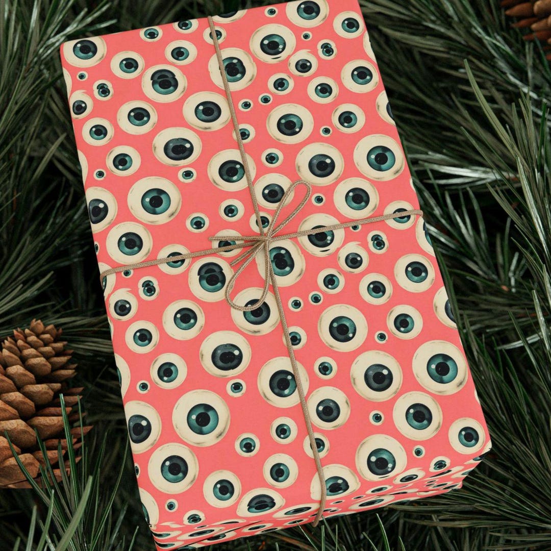 Wrapping Papers, Gothic Eyeball Pattern on Pink Background, Unusual ...