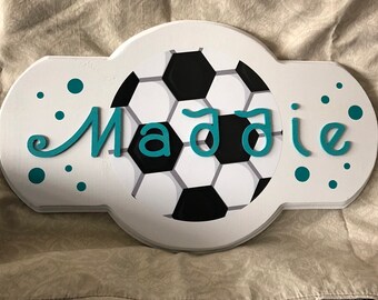 Soccer Name Sign, Nursery Decor, Personalized Wood Sign, Wooden Name ...