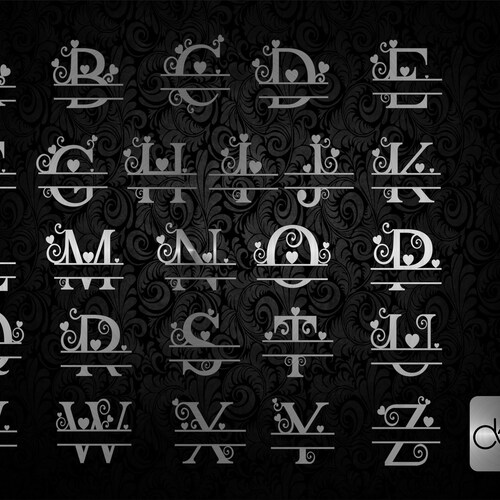 Split Monogram Letters SVG DXF Vector Cut Files Monogram - Etsy