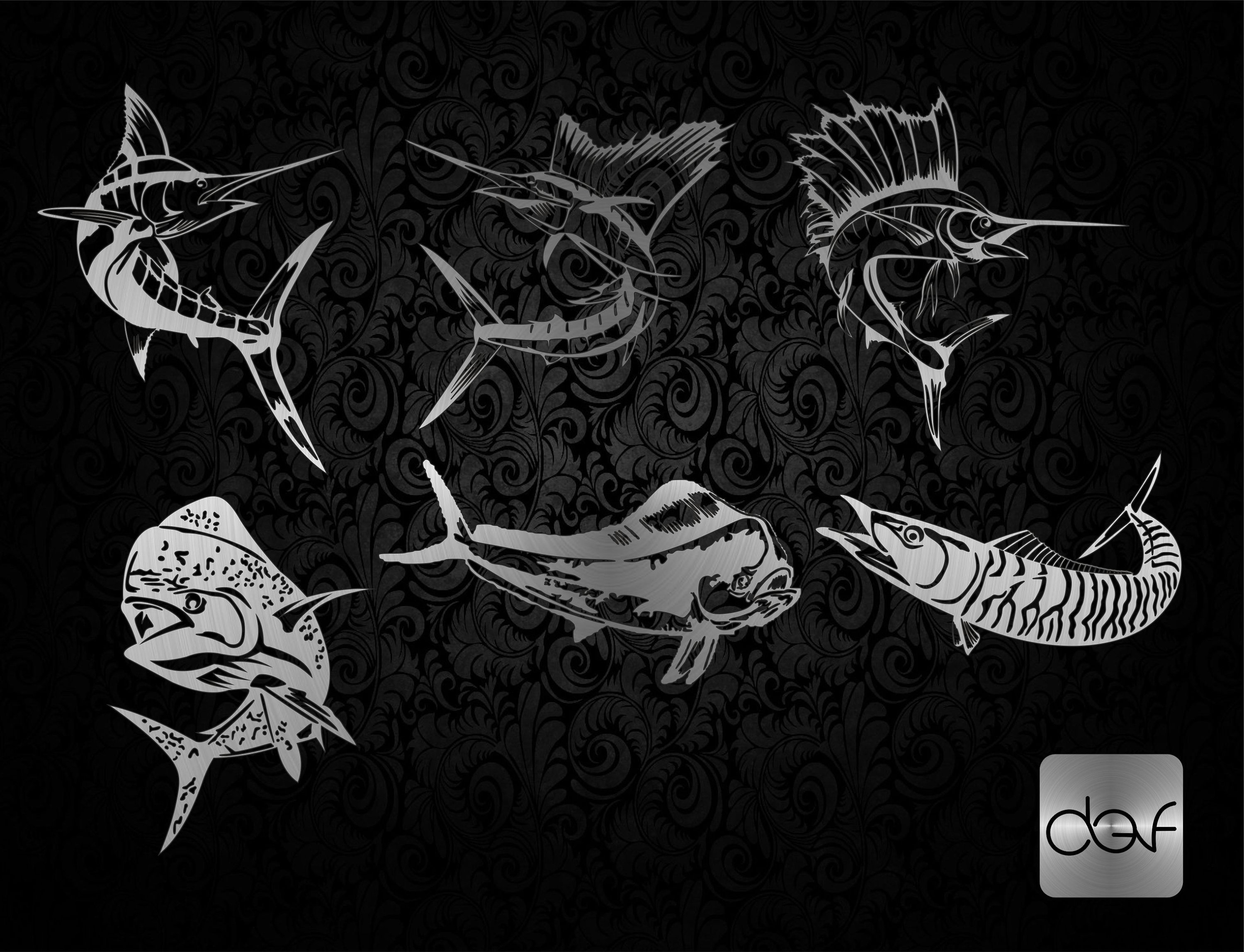 DXF CNC Plasma Laser Cut Ready Vector Tuna School Bait Fish Ocean ...