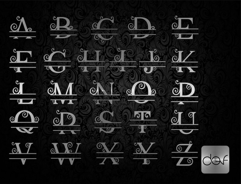 Split Monogram Letters Dxf Cnc Dxf For Plasma Laser Waterjet Etsy Finland