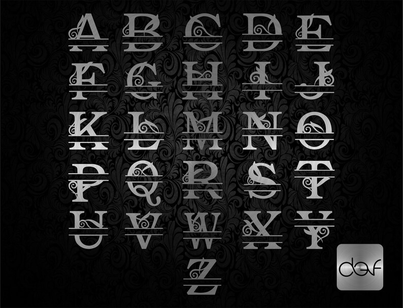 Split Monogram Letter Dxf Cnc Dxf For Plasma Laser Waterjet Etsy Uk