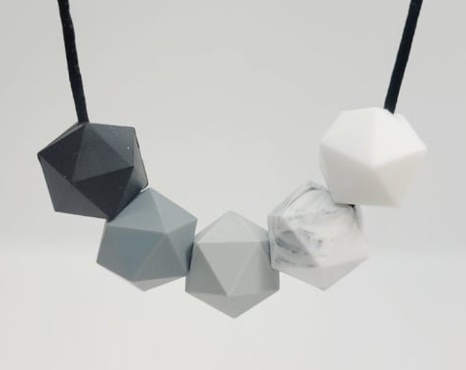 Grayscale 20 Sided Silicone Sensory Necklace Fidgets - Etsy
