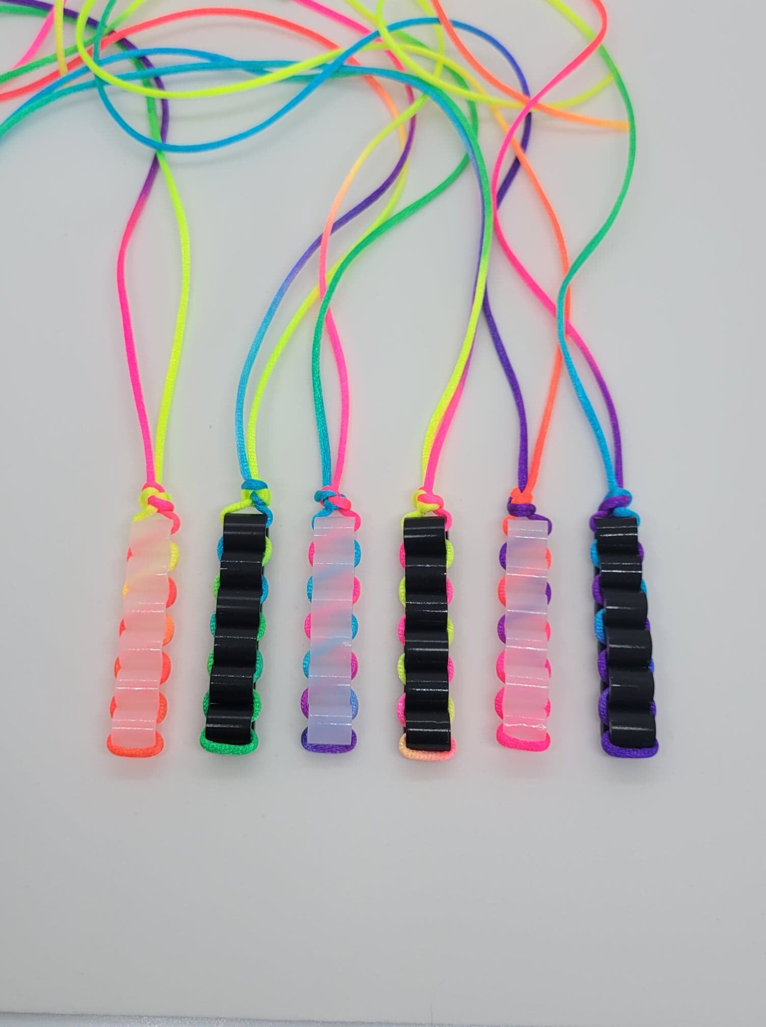 Big Bead Neon Rainbow Cord Fidget Necklace - Etsy