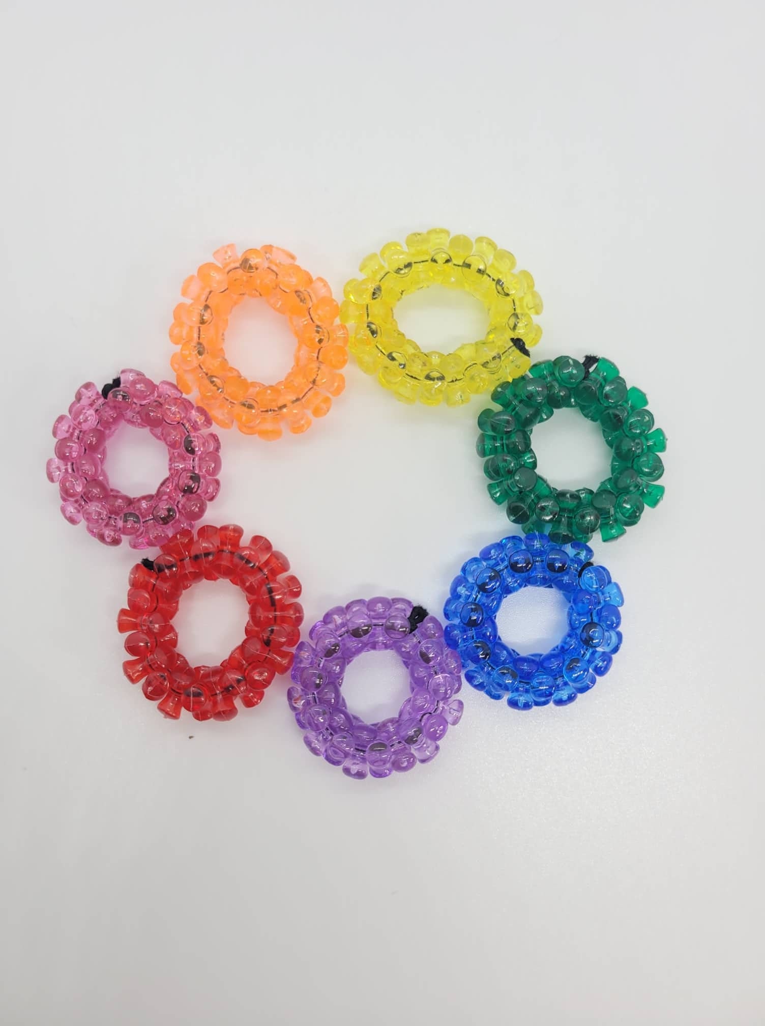 Beaded Finger Ring Fidget Tri Bead Elastic Fidget 7 Color - Etsy