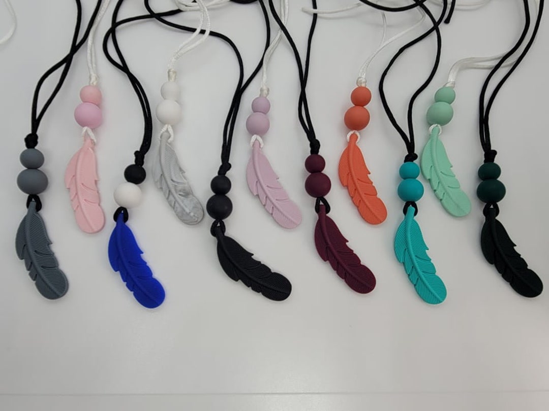 Feather Silicone Fidget Necklace - 11 Color Options! - Etsy
