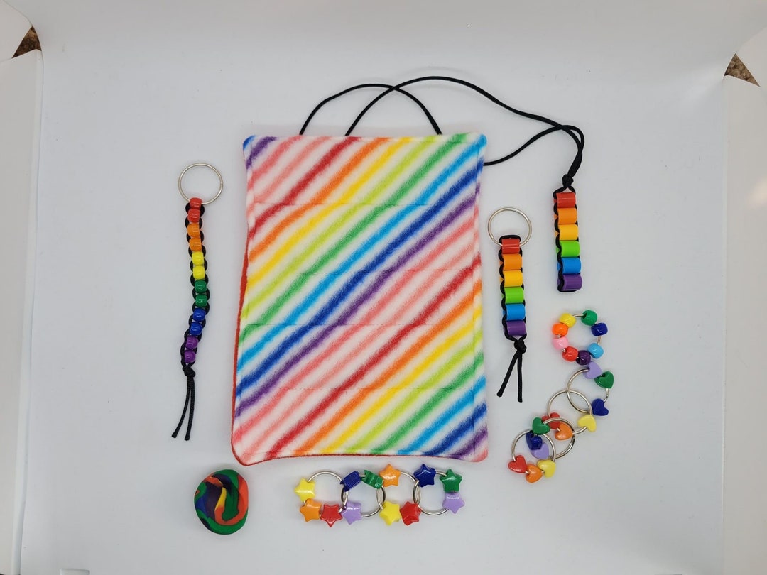 Rainbow Themed Fidgets | Marble Maze, Keychain, Worry Stone, Key Ring ...