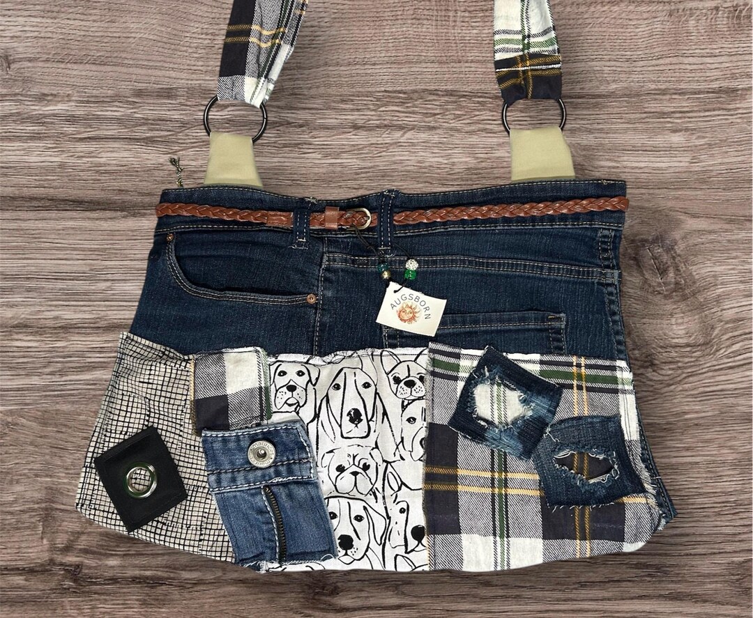 Plaid Pooch Jean Purse - Etsy