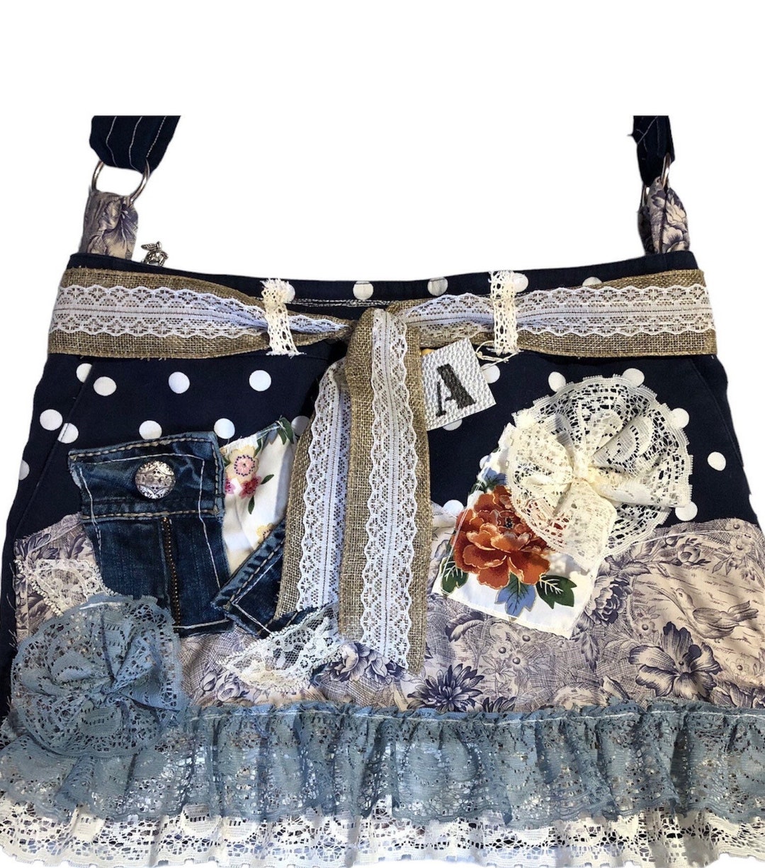 Blue Lacy Rose Jean Purse - Etsy