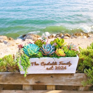 Custom Wood Planter With Laser Cut Lettering | 12 Inch Wooden Planter ...