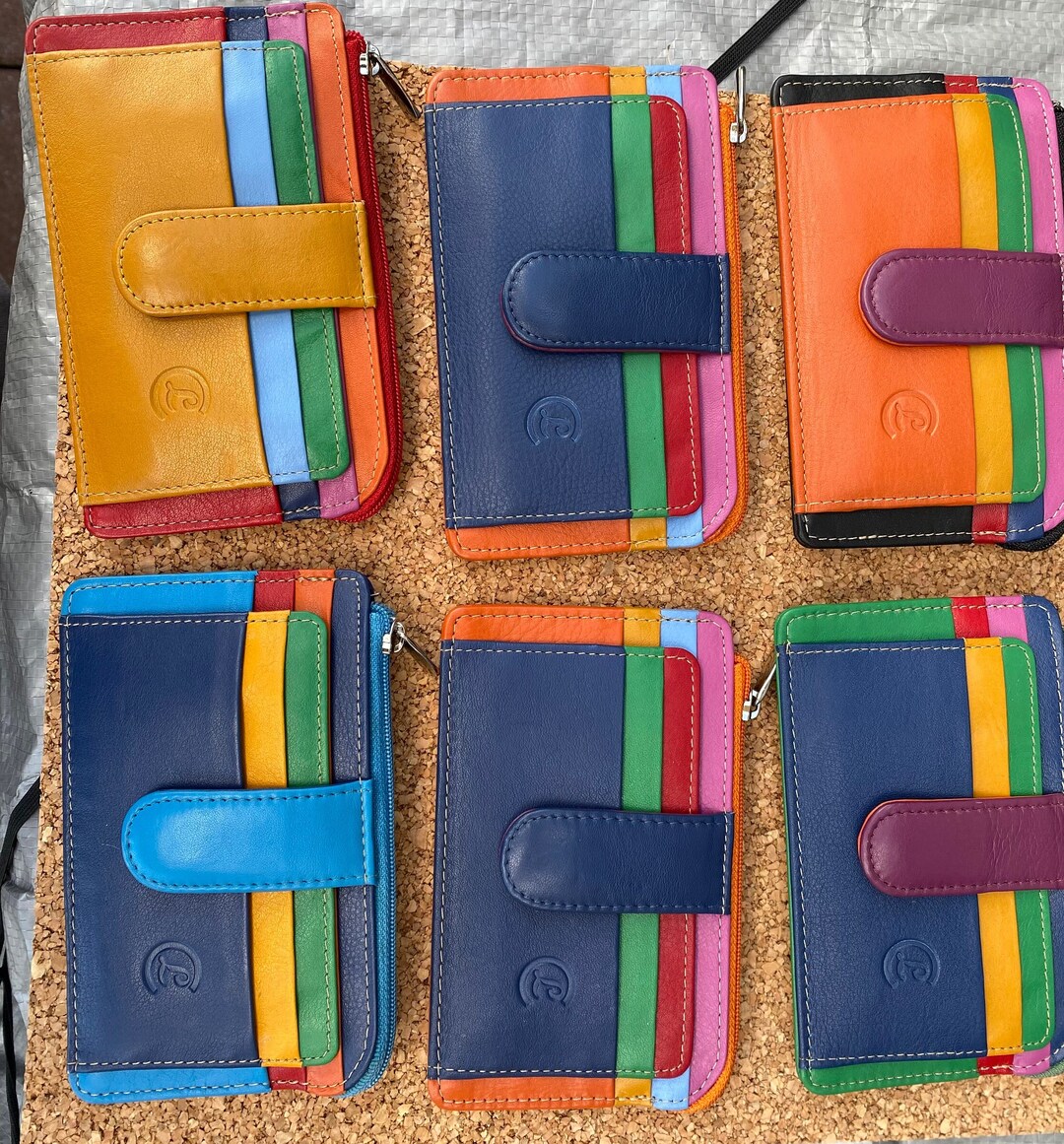 Smart Colorful Handmade Italian Leather Mini Wallet and Key Ring - Etsy