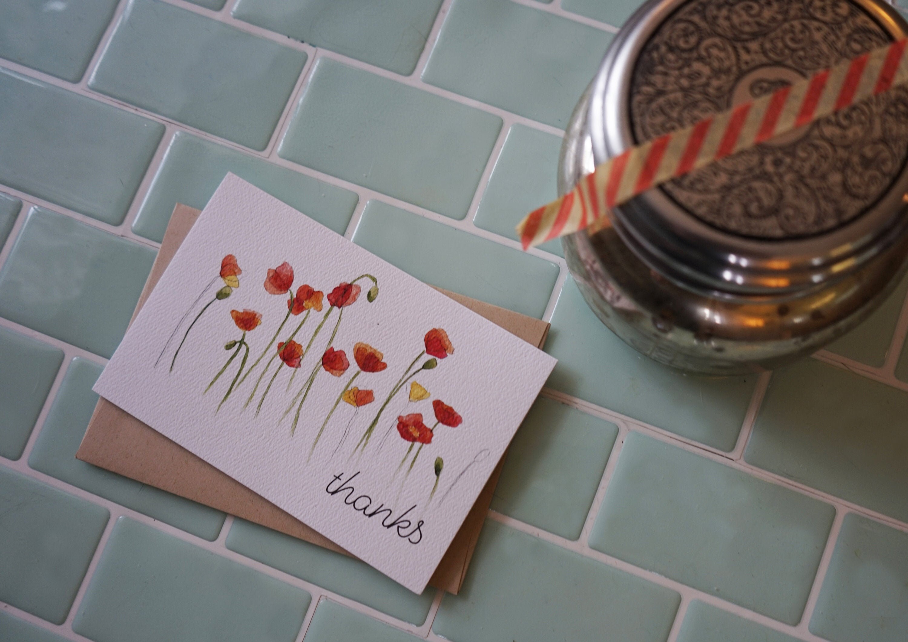 Just Because Cards Paper California Poppy Note Card Hand Drawn ...