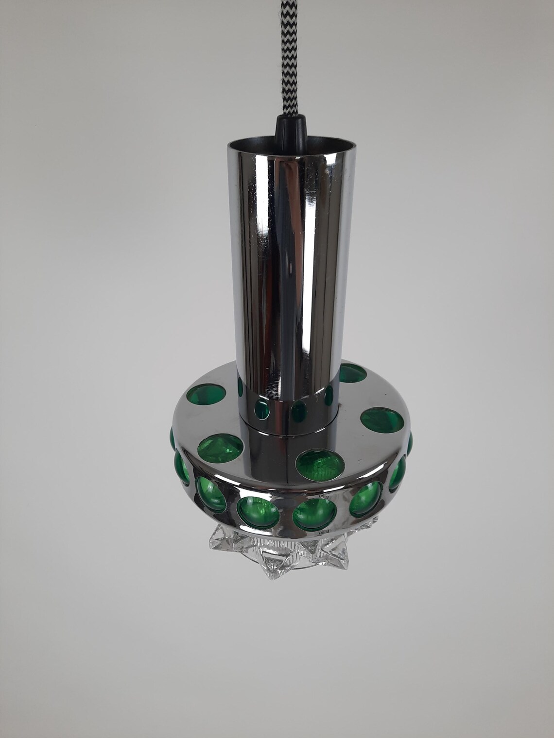 Vintage Space Age RAAK Amsterdam Hanglamp Chroom Met Glas En Groene ...