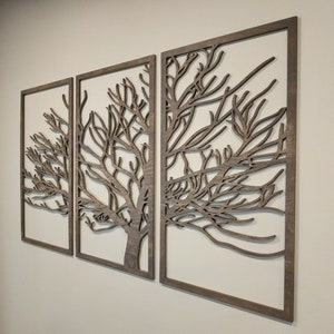 3 Panel Wood Wall Art Beautiful Living Room Decor - Etsy